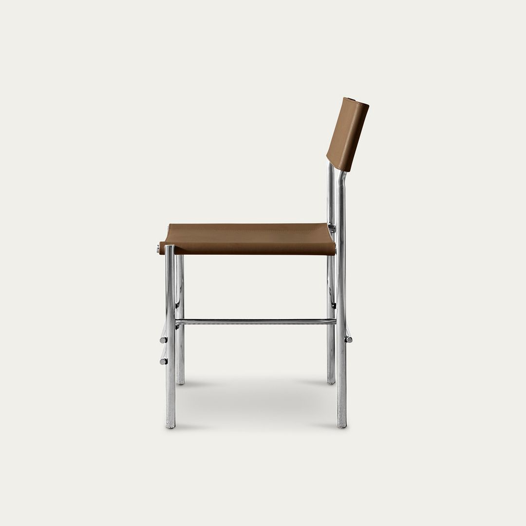 Chester Taupe Dining Chair | Stainless Steel Leather Designer Dining ...