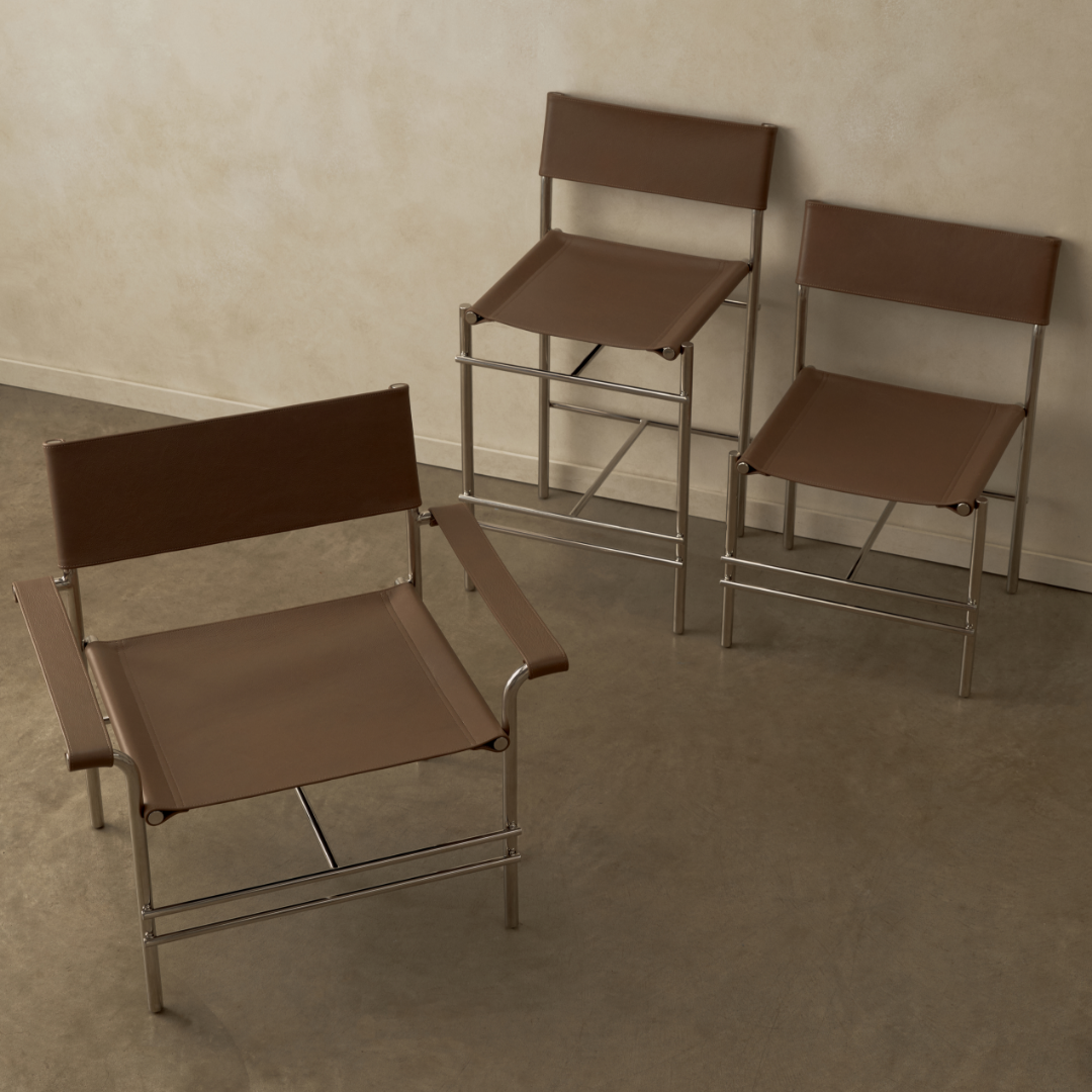 Chester Armchair | Taupe Stainless Steel Leather Designer Armchair ...