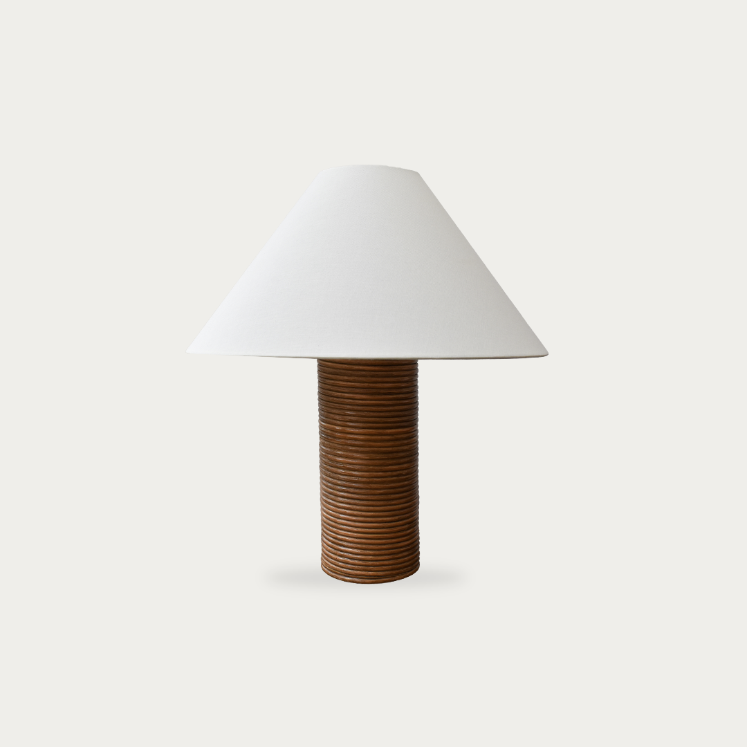 Claude Walnut Cane Table Lamp | McMullin Lighting Collection Australia.