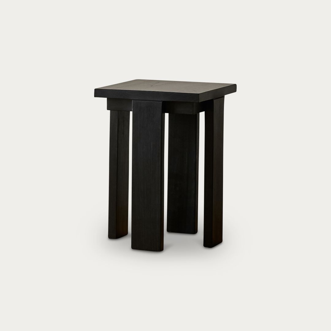 Gus Teak Side Stool Black | McMullin Furniture Bedside & Side Tables