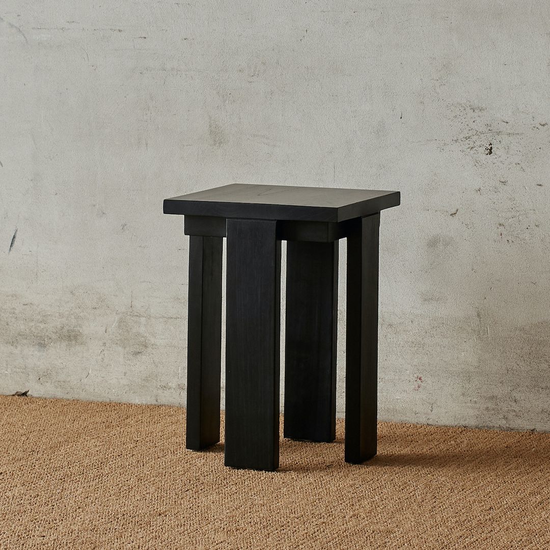 Gus Teak Side Stool Black | McMullin Furniture Bedside & Side Tables