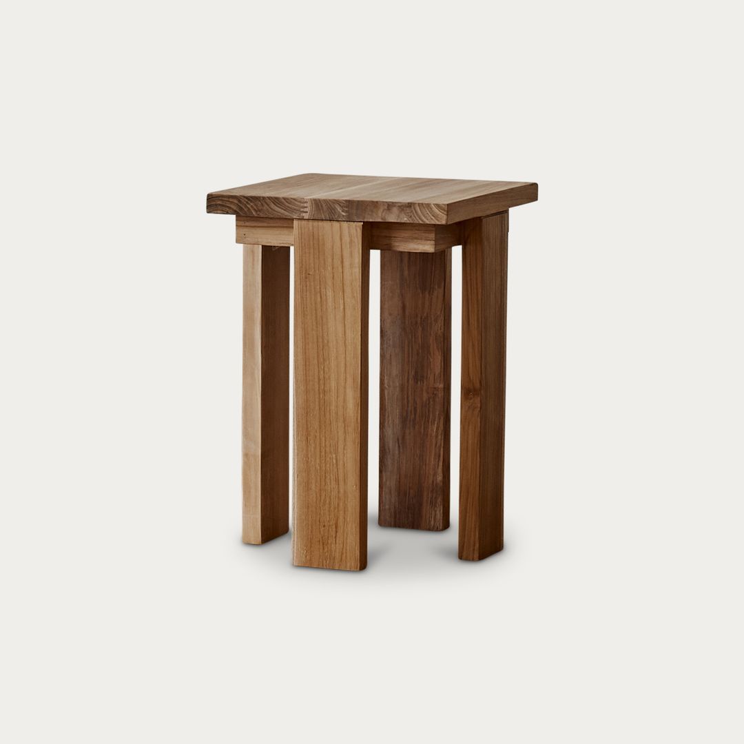 Gus Teak Side Stool Natural | McMullin Furniture Bedside & Side Tables