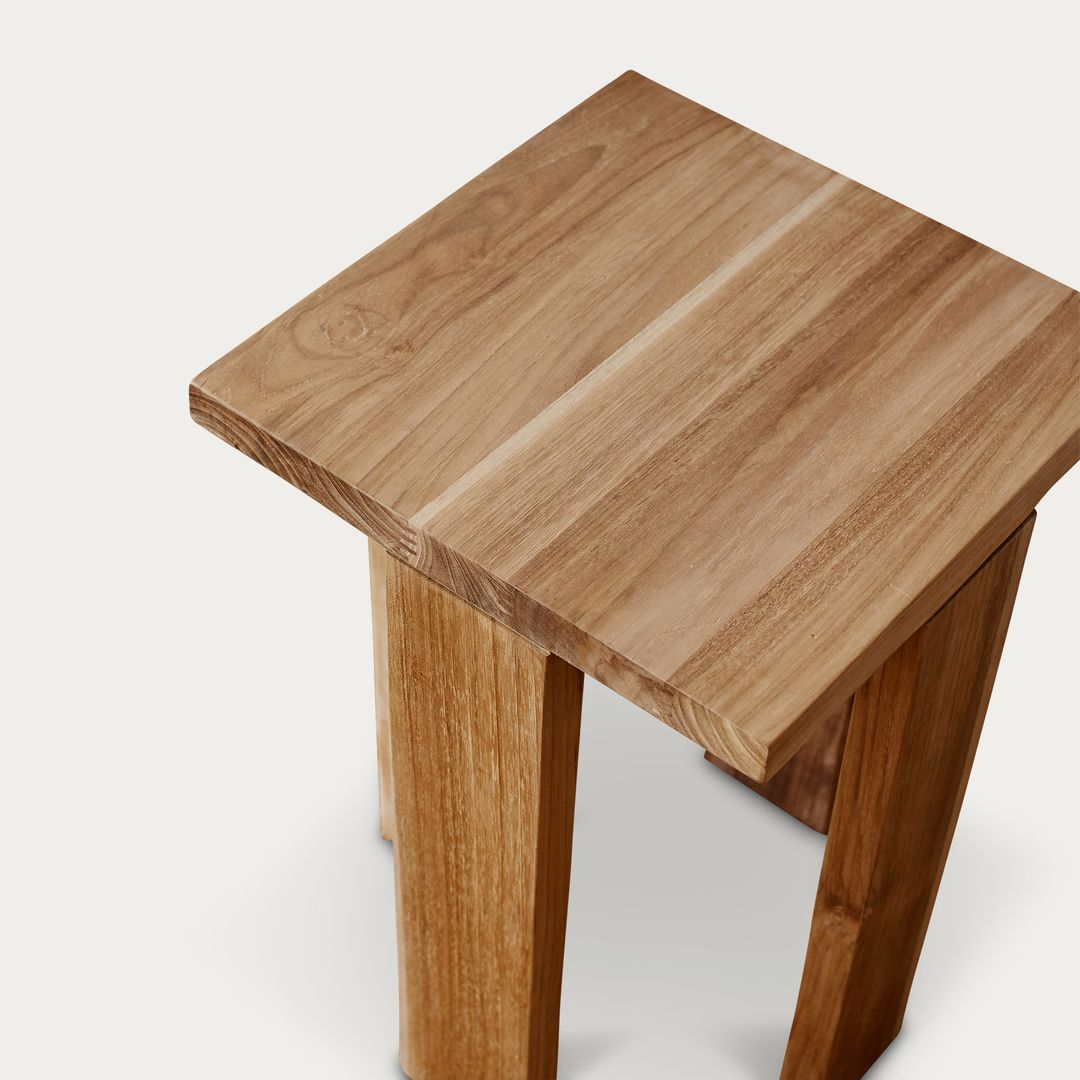 Gus Teak Side Stool Natural | McMullin Furniture Bedside & Side Tables