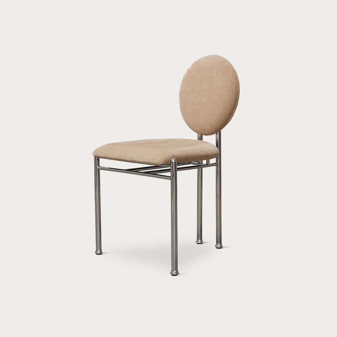 Henrietta Circular Fabric Dining Chair with Stainless Steel | McMullin