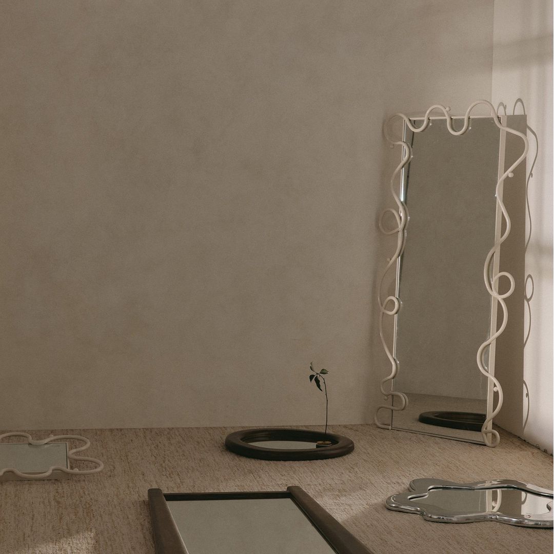 Linea Floor Curvy Mirror Decorative Metal Mirror | Artistic Mirror by ...