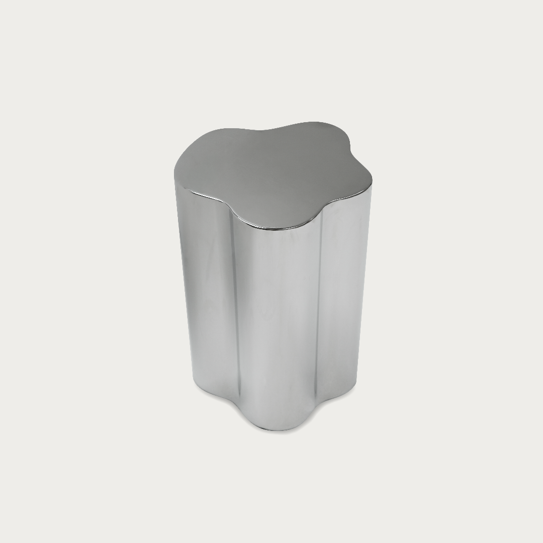 Theo Polished Silver Chrome Side Table I Designer Chrome Side Table ...